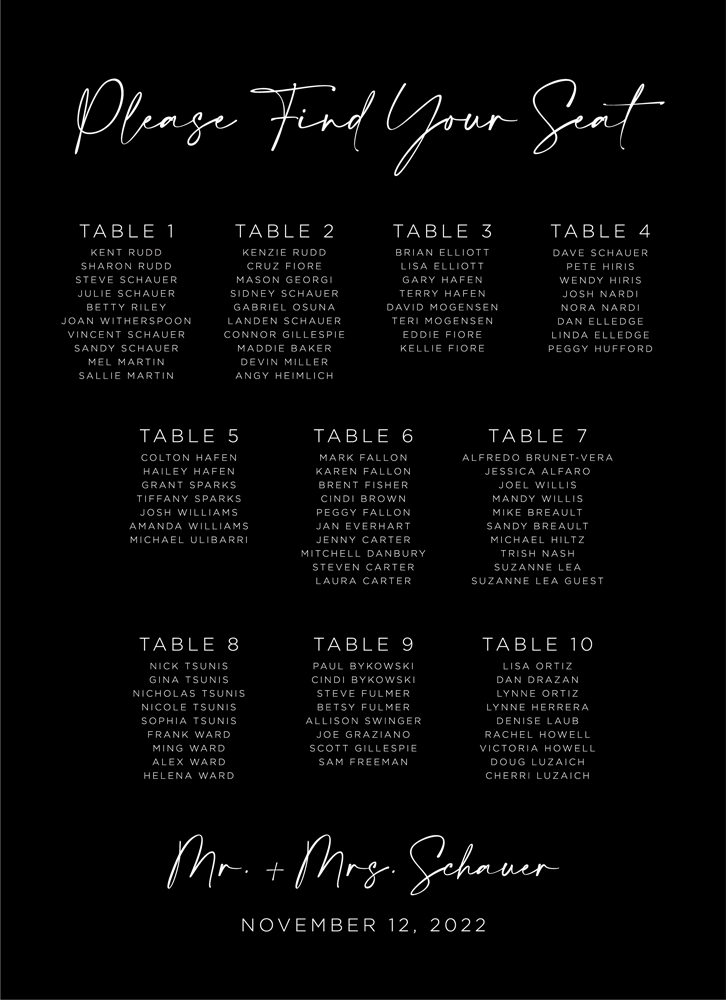 Script 13 Seating Chart Paper And Home